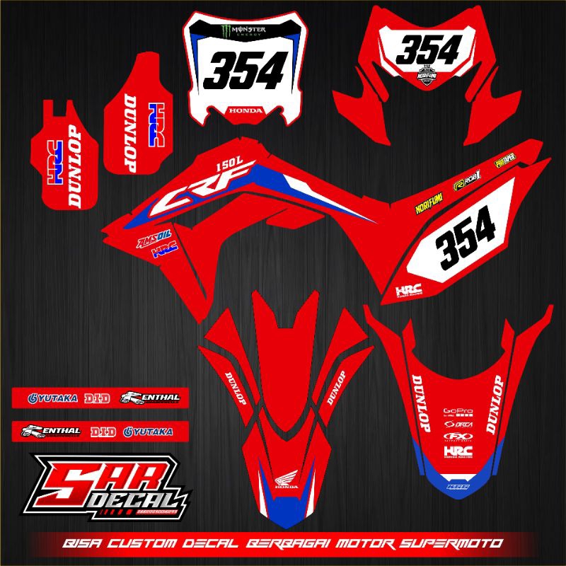 Merah PUTIH 貼花 CRF 150L 全身紅色貼花 SUPERMOTO MOTO CROSS 貼花 CRF 簡 | 蝦皮購物