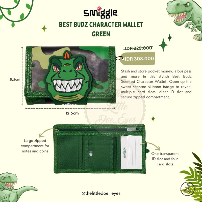 Smiggle Best Budz Character 錢包綠色原創 | 蝦皮購物