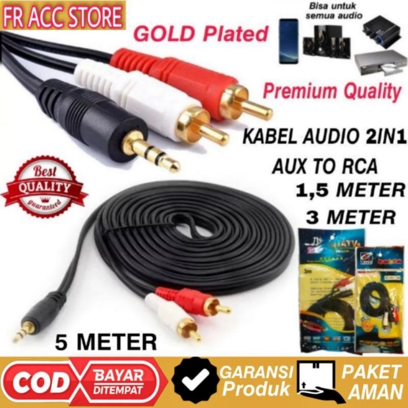 Rca 電纜 2in1 音頻插孔 3.5mm 至 2 RCA 音頻電纜 RCA 至 Aux 3m 5m 1.5m | 蝦皮購物