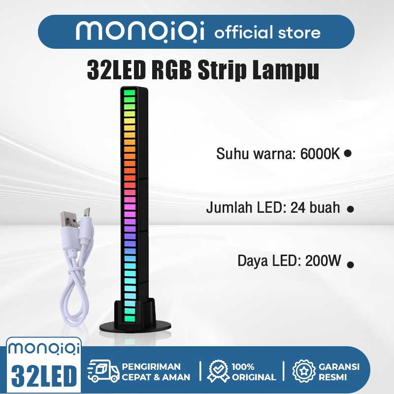 Monqiqi 2pcs LED RGB LED 燈 32 珠聲音控制燈光和聲音音頻光譜指示燈條光譜音頻指示燈語音音樂聲 | 蝦皮購物