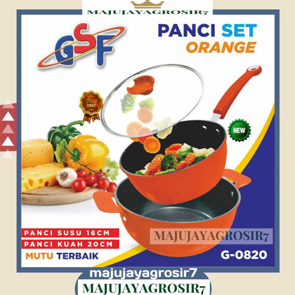 Gsf G-0820 平底鍋 SET ORANGE GSF G 0820 牛奶平底鍋 16CM 湯鍋 20CM 不粘搪瓷 | 蝦皮購物