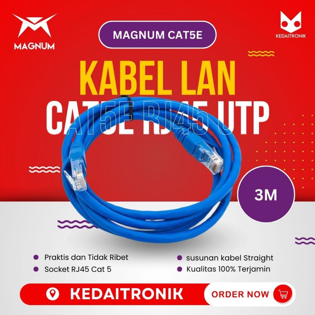 LAN 電纜 3M Cat5e RJ45 UTP 電纜 Cat 5 3 米直 | 蝦皮購物