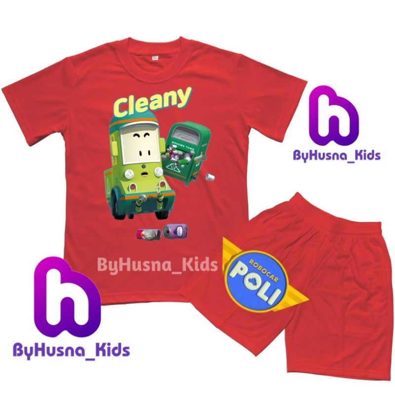 Katun ROBOCAR POLI CLEANY 童裝套裝 ROBOCAR POLI 兒童上衣男女皆宜童裝女童男童幼兒 | 蝦皮購物
