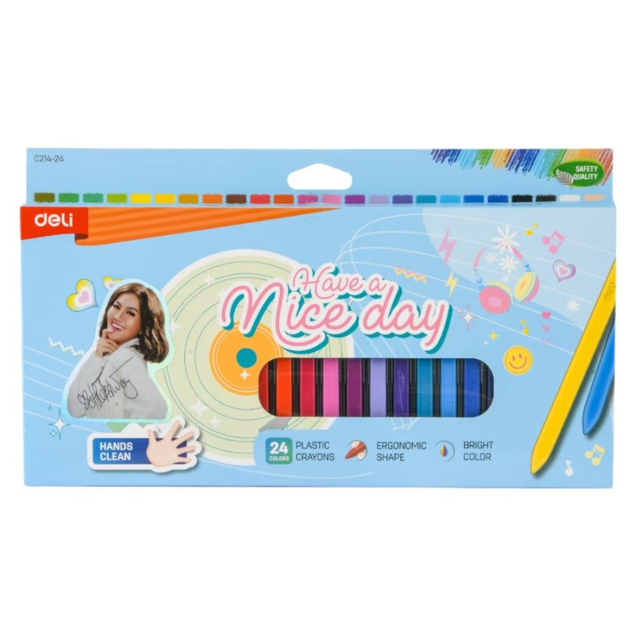 Deli Crayon Plastic CC214-24 內容 24 色特殊艾格尼絲 Mo 版 | 蝦皮購物