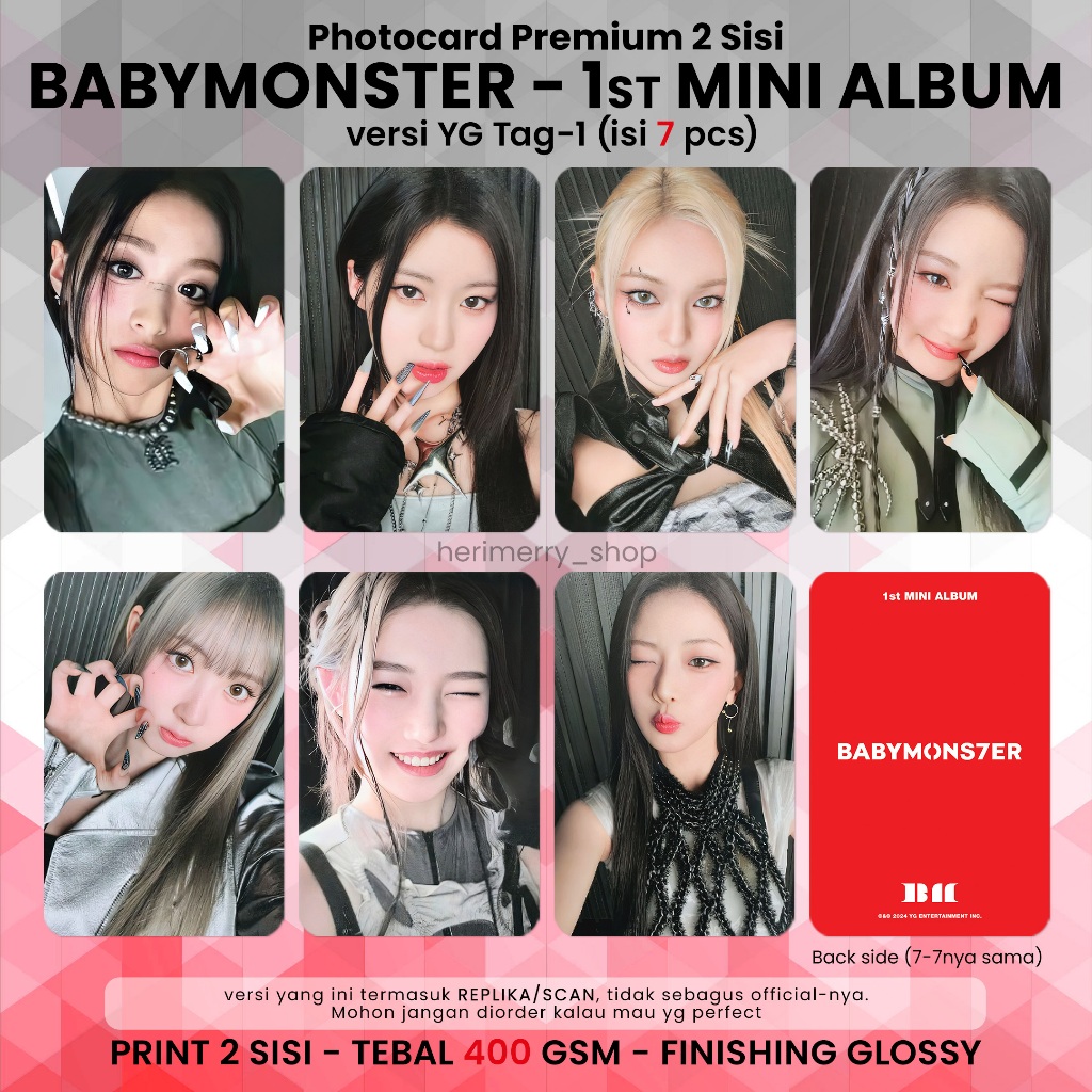 REPLIKA BABY MONSTER 照片卡 1st 迷你專輯 BABYMONS7ER 照片卡 PC Baemon | 蝦皮購物