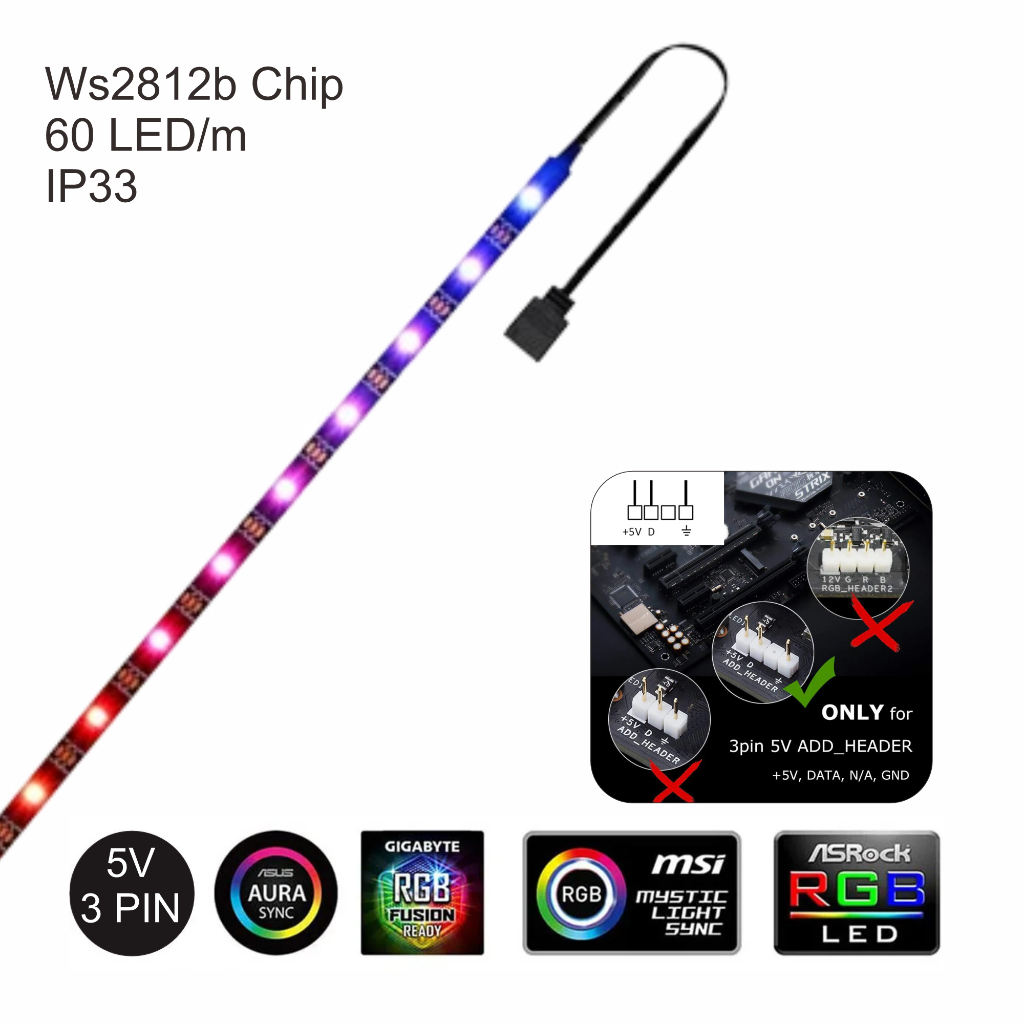 華碩 LED 燈條 PC 同步主板 ARGB 3 針 5V WS2812 同步主板 Asus Aurora RGB Fu | 蝦皮購物