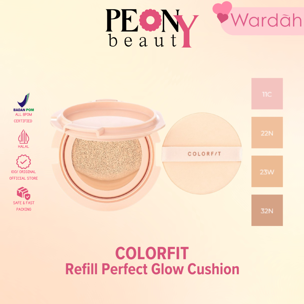 Wardah Refill Colorfit 完美發光墊持續長達 12 小時,配備 SPF 33 PA 完成結果並用膚色 | 蝦皮購物