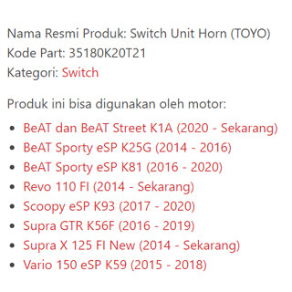 喇叭開關 K20 Beat 經濟型 ESP Donat K93 EM1 35180K20T21 原裝 AHM | 蝦皮購物