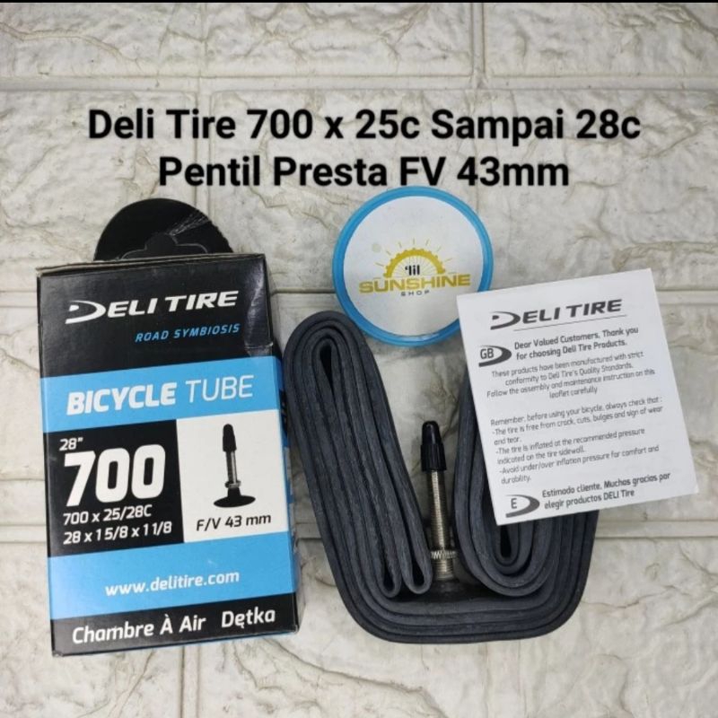 內胎 700c Deli 輪胎燕子 700 x 25/28c 私人 Presta F/V 43mm | 蝦皮購物