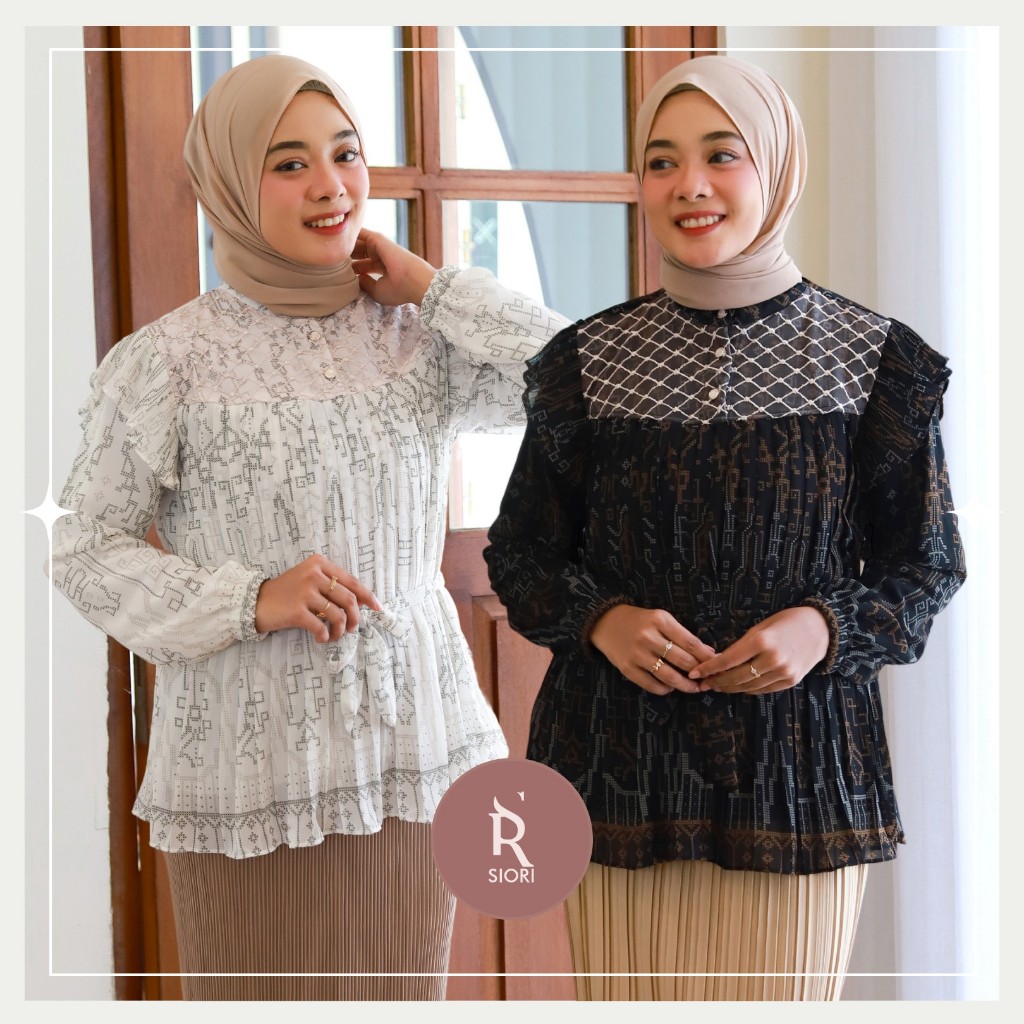 Siori Vanya 襯衫上衣織錦所有尺寸 LD 100 厘米襯衫織錦圖案現代服裝辦公室女士上衣女裝最新開齋節服裝開齋 | 蝦皮購物