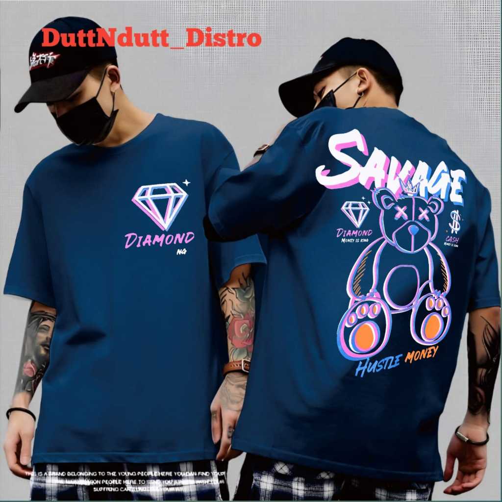 T 恤 Distro Tshirt Bear Diamond Motif 最新款男裝女裝 T 恤男女皆宜 Distro | 蝦皮購物