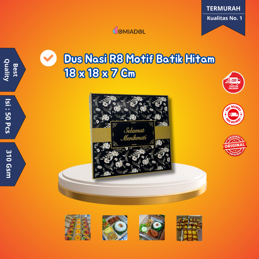 Hitam Box Dus Nasi Box R8 高級黑色蠟染圖案尺寸 18x18x7 厘米 | 蝦皮購物