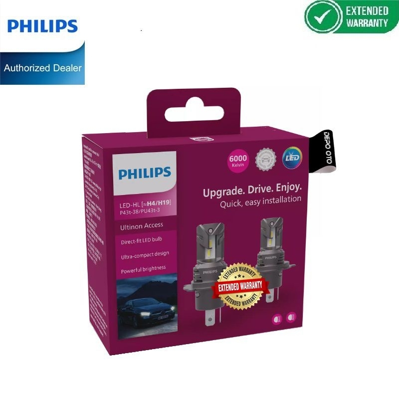 飛利浦 Putih Philips Ultinon Access LED H4 H19 6000K 汽車燈泡白色 | 蝦皮購物