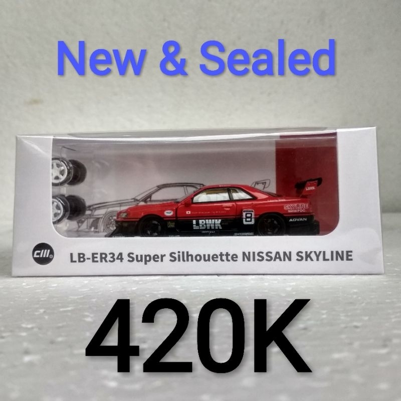 NISSAN 壓鑄迷你比例 64 厘米模型 LB ER34 超級剪影 LBWK 日產 Skyline GTR R34 L | 蝦皮購物