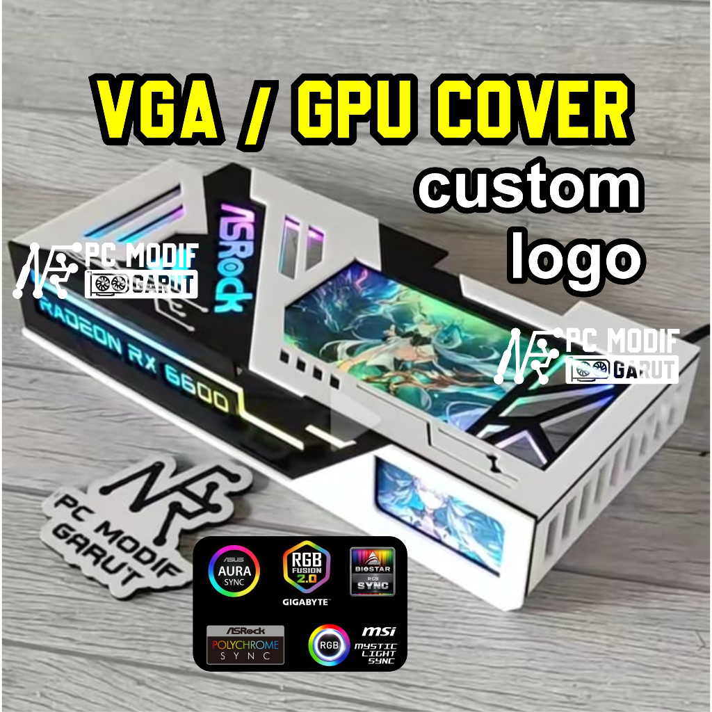 COVER GPU COVER VGA ASROCK RX 6600 版定制徽標尺寸 ARGB LED | 蝦皮購物