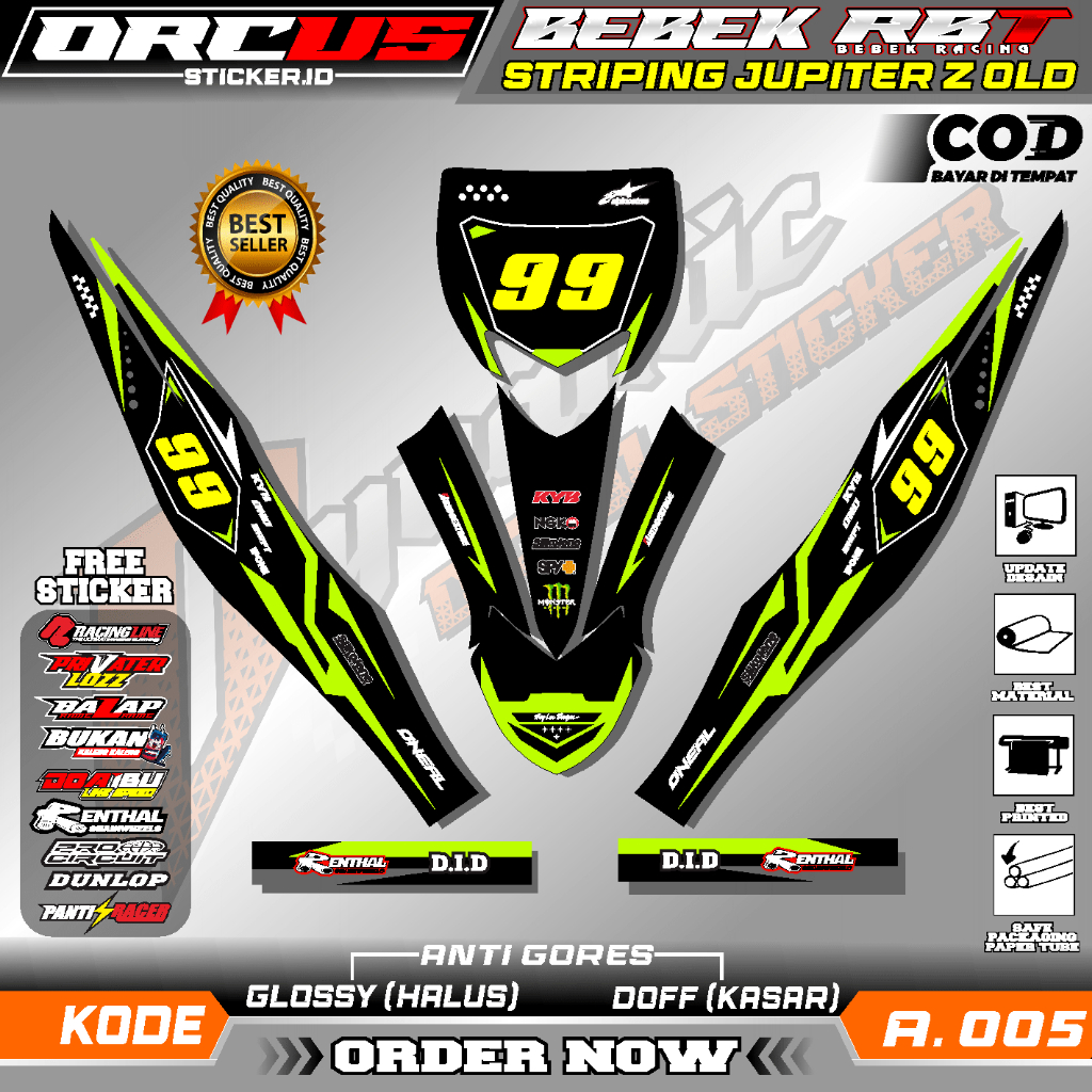 貼紙條紋 RBT JUPITER FI 舊摩托車 RBT 鴨碼 005 最新酷極簡圖形設計 | 蝦皮購物