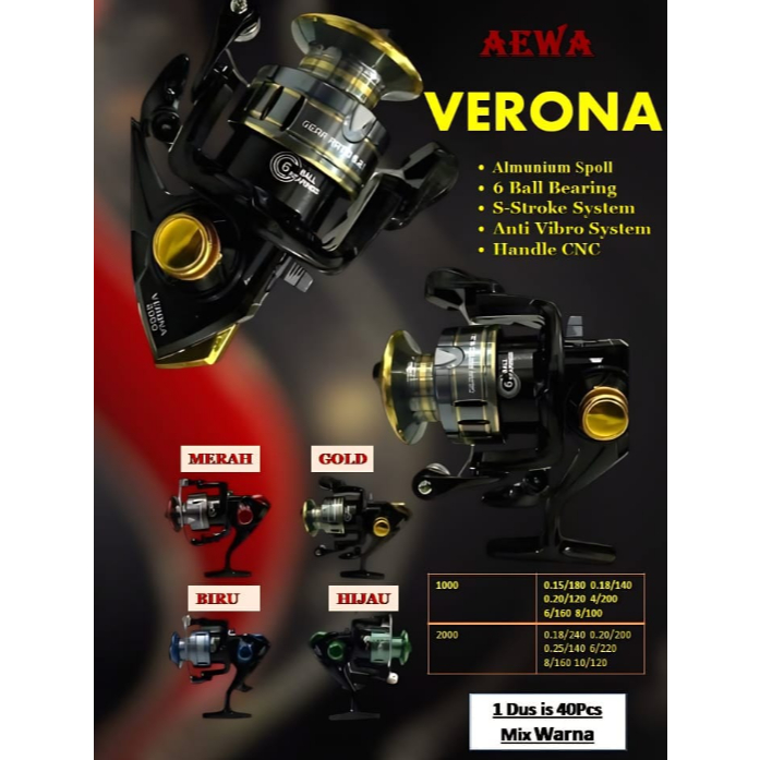 Aewa VERONA 1000 2000 漁線輪優質金屬鋁線軸材料 | 蝦皮購物