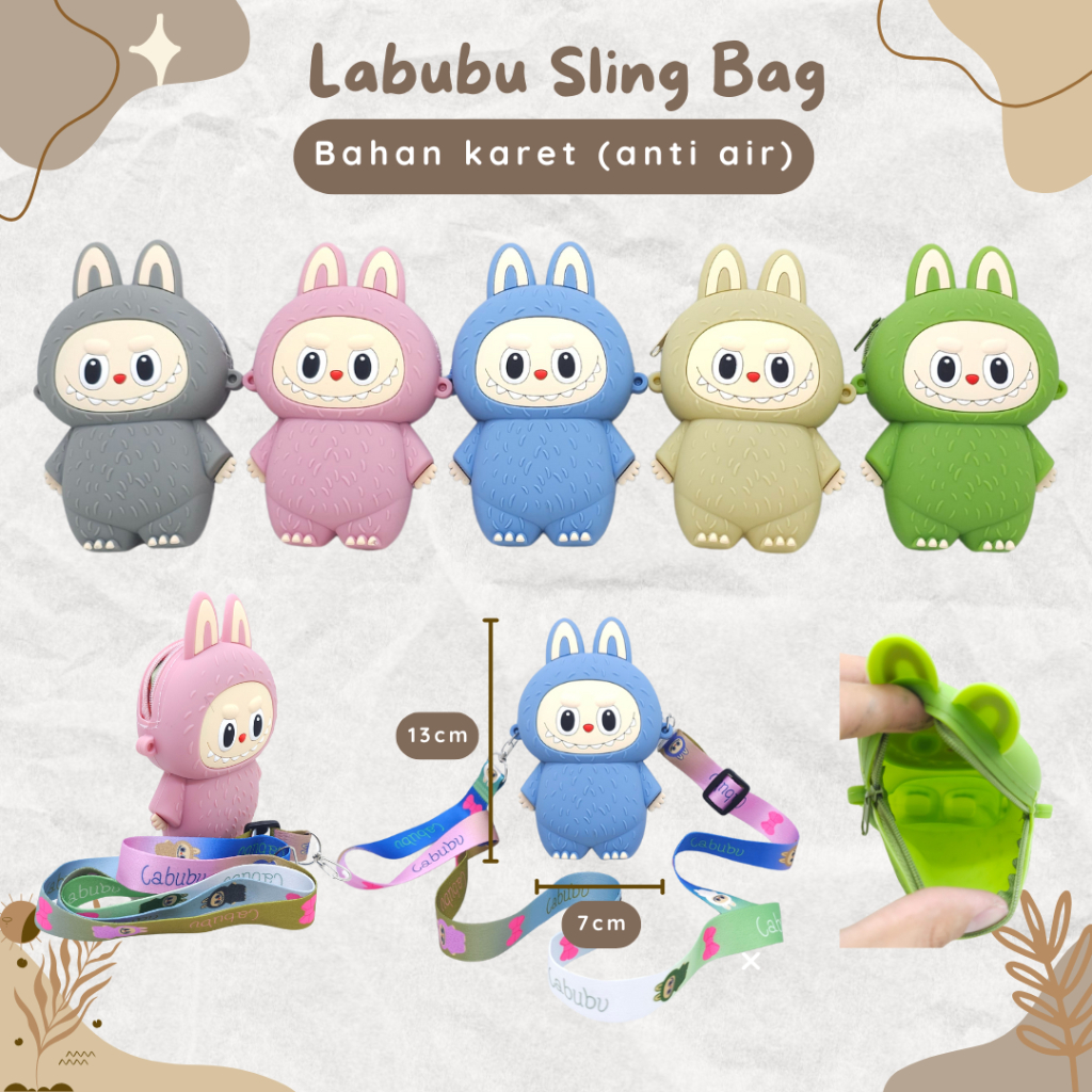 Labubu Sling Bag 矽橡膠材質可愛可愛送吊帶可愛 Labubu Street Bag 軟矽膠材質 1 Sp | 蝦皮購物