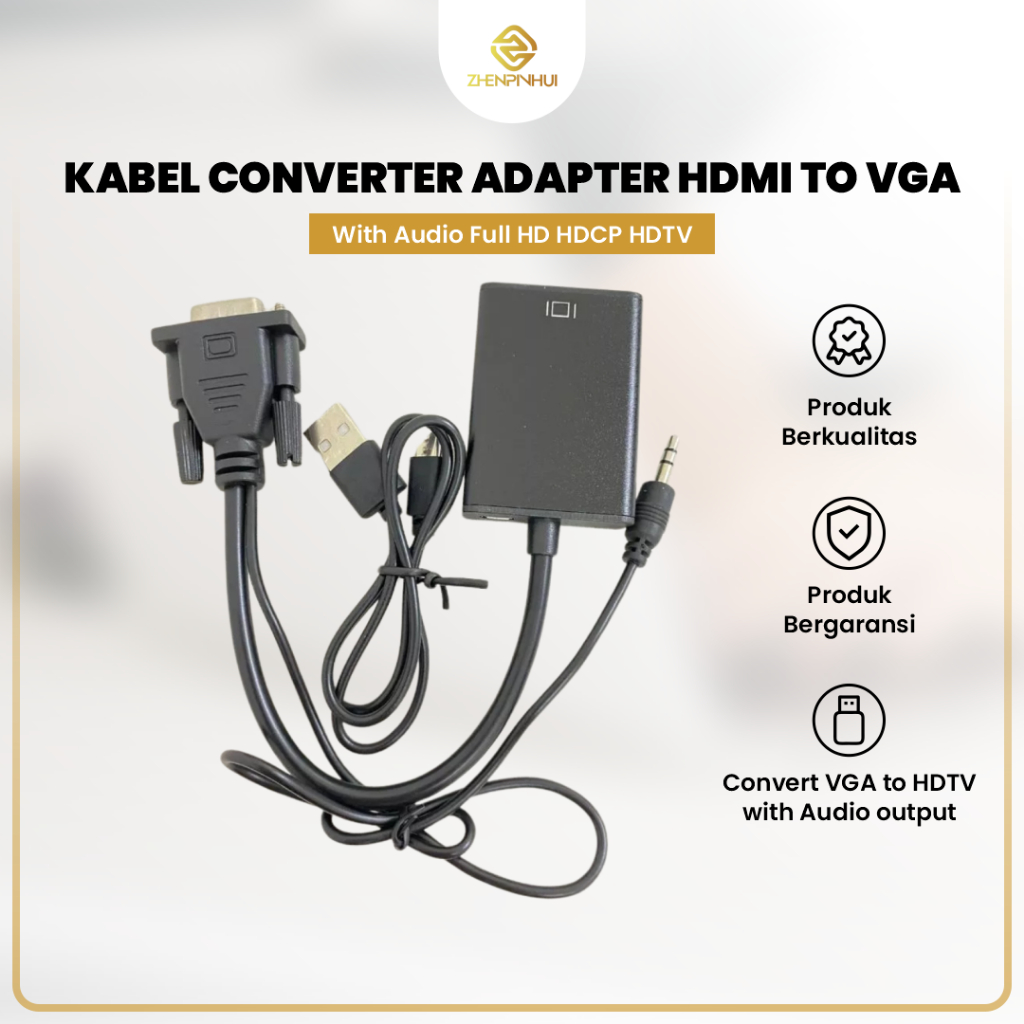 Hdmi 到 VGA 適配器轉換器電纜,帶全高清 HDCP 高清電視音頻 | 蝦皮購物