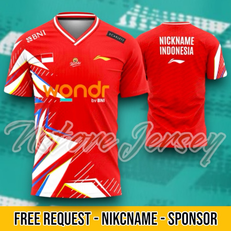 印度尼西亞羽毛球衣 WONDR BNI 2024 免費請求 NAMSET | 蝦皮購物