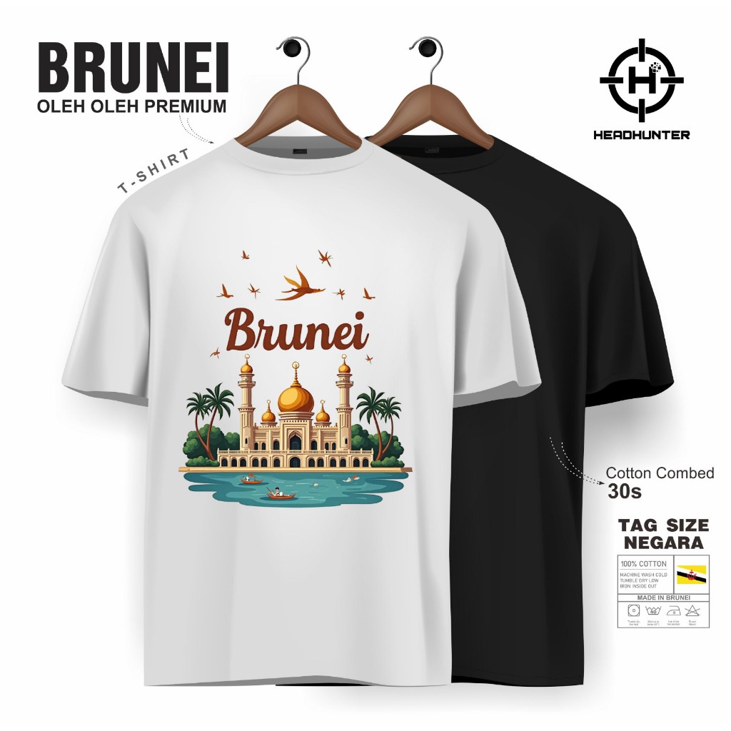 Baju KAOS BY BRUNEI WHITE SERIA 使用標籤 NEGARA ASAL 棉 30 年代紀念品高 | 蝦皮購物