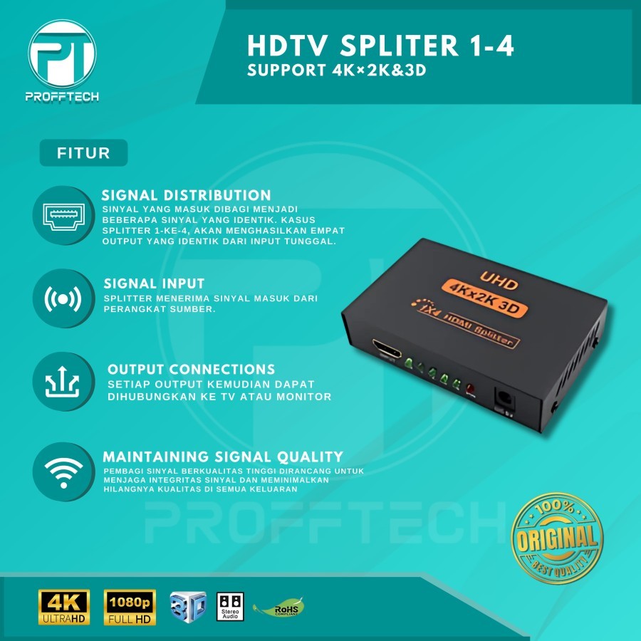 Hdmi 分配器全高清 Hdmi 分配器 4 端口 Hdmi 分配器 1 進 4 出全高清 3D 4K UHD | 蝦皮購物