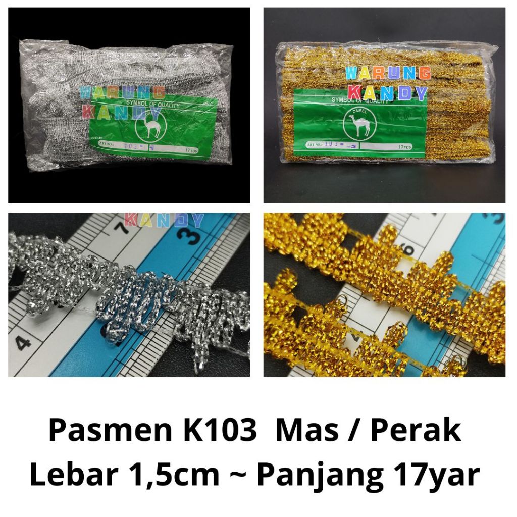 Pasmen K103 1,5cm Mas Perak 17 年花邊 | 蝦皮購物