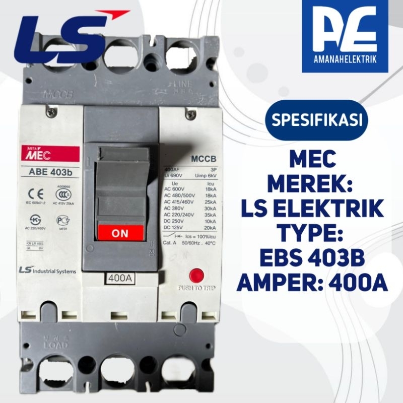Mccb BREAKER LS MEC EBS 403B 400A 第二個原裝保證正常 | 蝦皮購物
