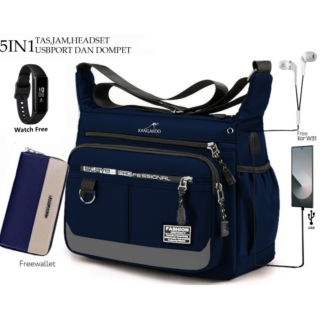 Kangaroo 5IN1 防水袋 USB 端口免費耳機手錶和錢包免費充電器電纜 | 蝦皮購物