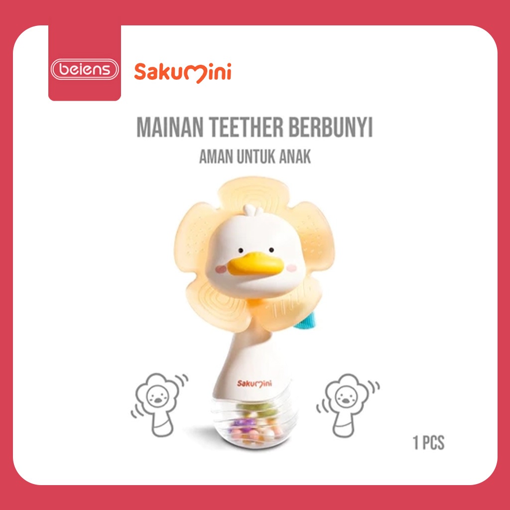 Beiens X Sakumini 2 合 1 牙膠嬰兒兒童玩具撥浪鼓矽膠搖環器 | 蝦皮購物