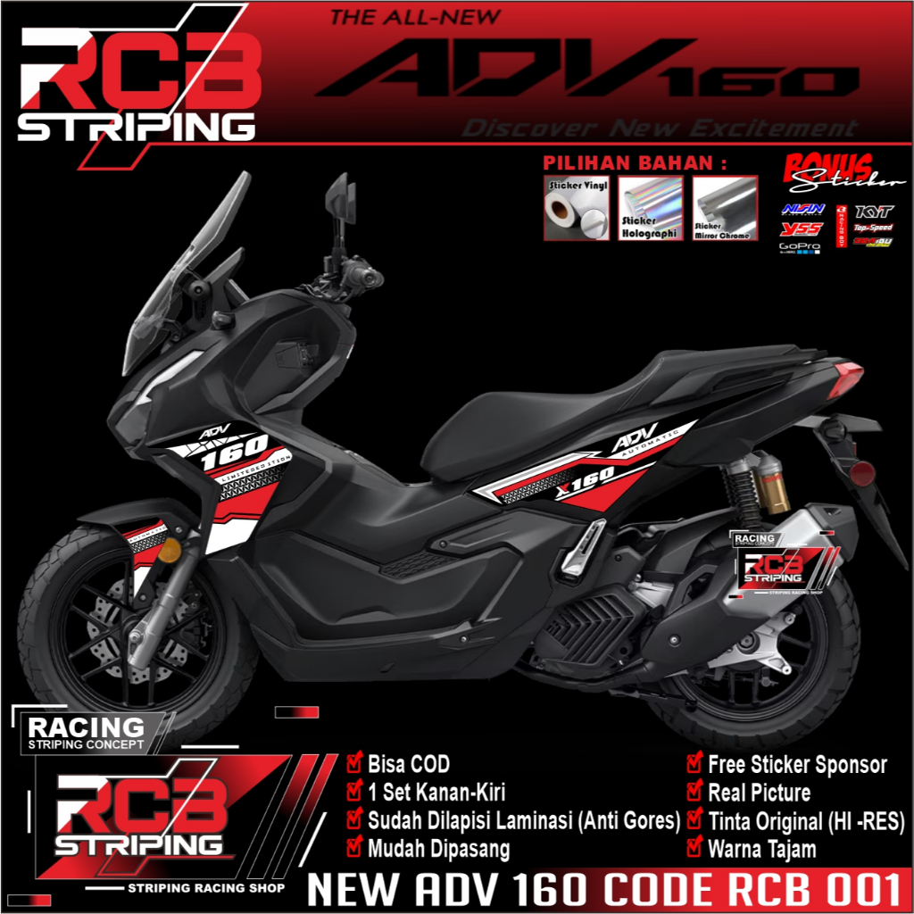 HONDA 本田 ADV 160 新 2022 條紋貼紙 ADV 160 RCB 001 車身半全清單貼紙 | 蝦皮購物