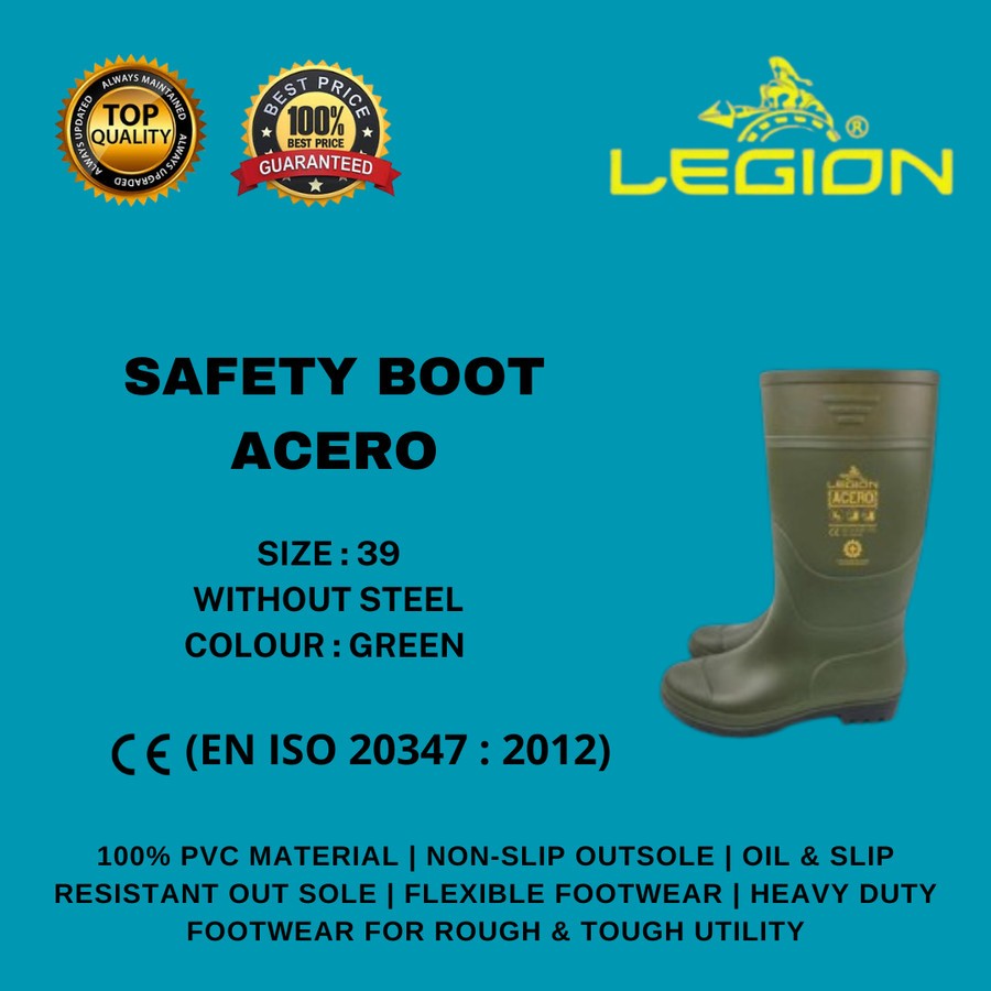Hijau LEGION ACERO 39 綠色長款 PVC 橡膠安全靴 LEGION ACERO PVC 安全靴橡膠靴 | 蝦皮購物