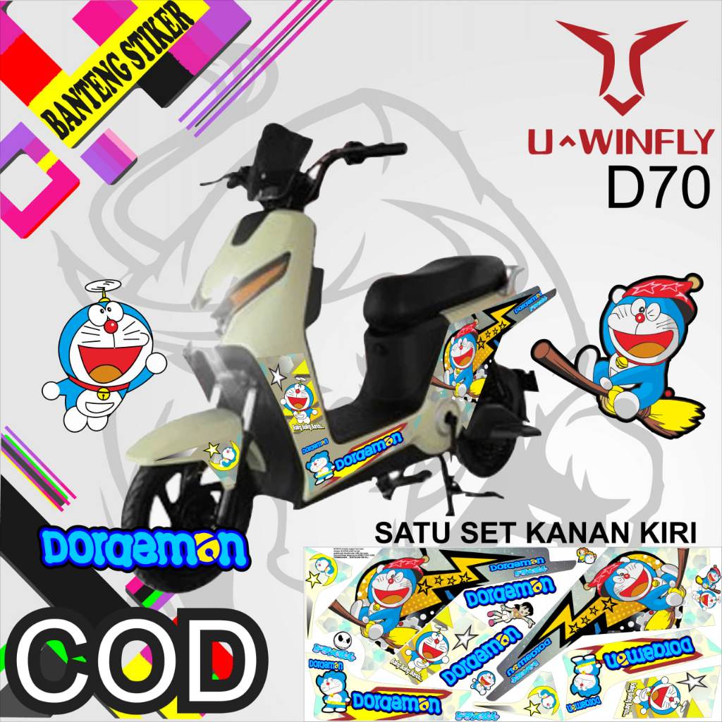 哆啦夢 U WINFLY D70 DORAEMON 電動自行車條紋貼紙 | 蝦皮購物