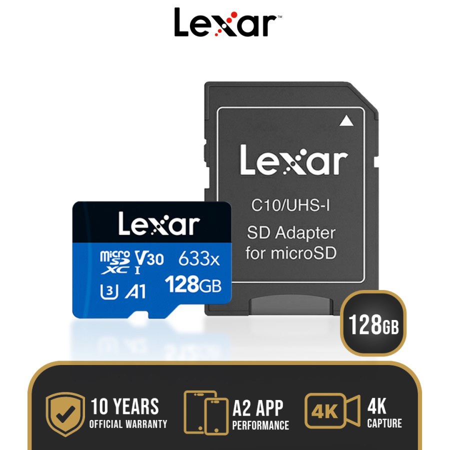 Microsd Micro SD Lexar 高性能 633X Micro SDXC UHS-1 A1 128GB 12 | 蝦皮購物