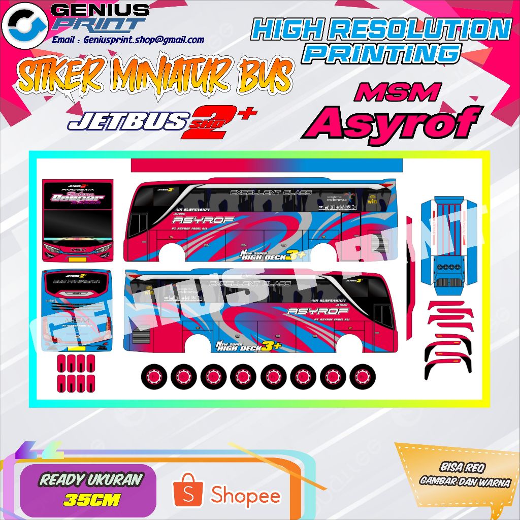微型巴士貼紙 JB2 LIVERY MSM ASYROF 尺寸 35CM | 蝦皮購物