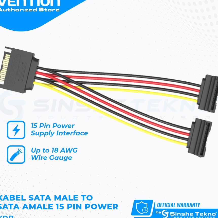 KP8 Vention KDB 電源線 SATA 15 公對 2 母硬盤 HDD SSD | 蝦皮購物