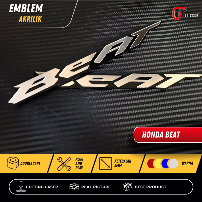 JTS Honda Beat Emblem 2 PCS 3D Crimp Logo Honda 摩托車配件 Honda | 蝦皮購物