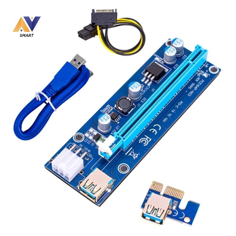 Pcie RISER 卡適配器 PCIE X1 到 X16 擴展器 USB 3.0 6 針電源 SATA 用於 VGA | 蝦皮購物