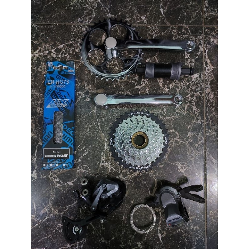 Shimano Groupset 6 7 8 9 速 Altus M370 Alivio M4000 螺紋飛輪帶曲柄組單 | 蝦皮購物