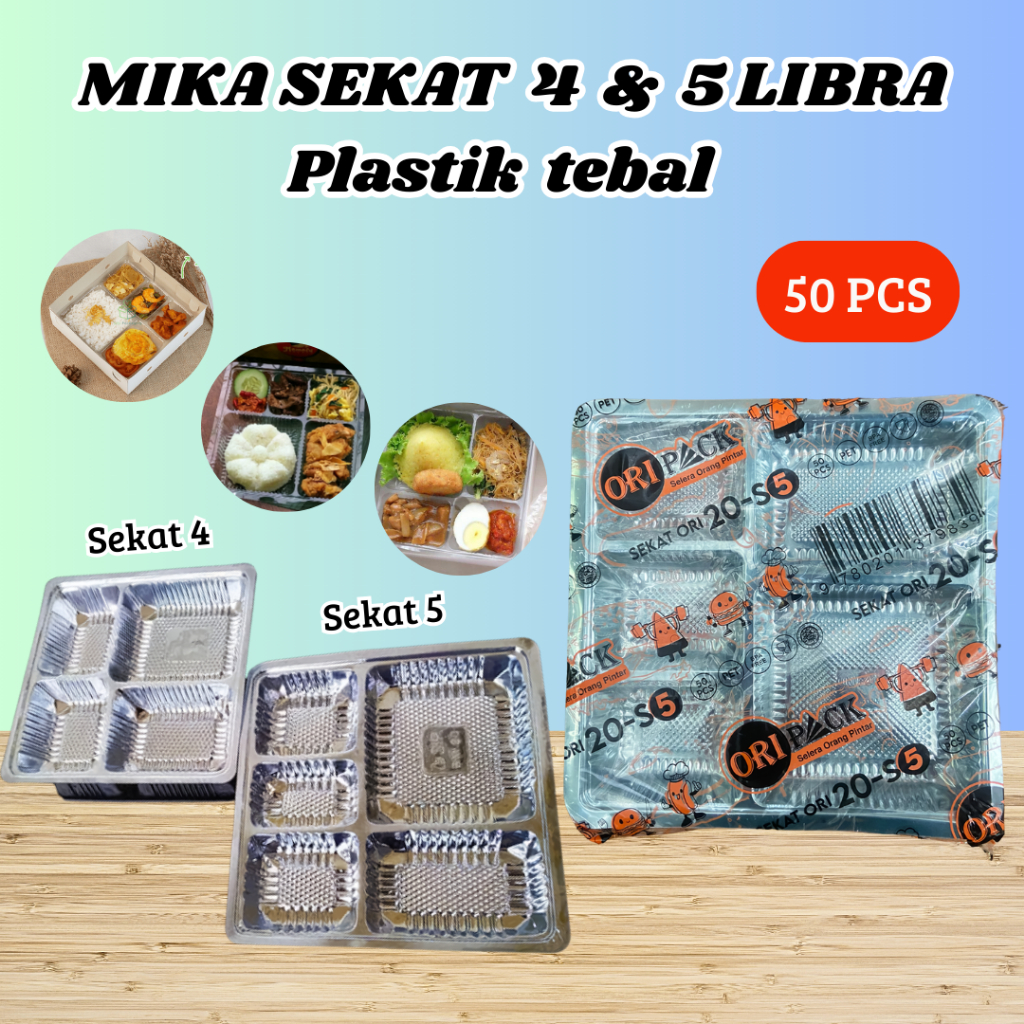 Mika Sekat Nasi 盒 Sekat 4 5 筆芯 50 件品牌 LIBRA Mika 尺寸 18 20 托盤 | 蝦皮購物