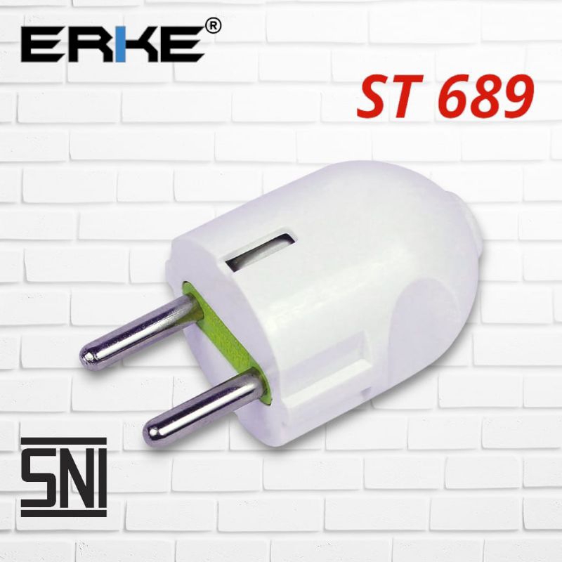 Putih Erke 超圓形接地電插頭 6A 250V SNI 白色 ST689 | 蝦皮購物