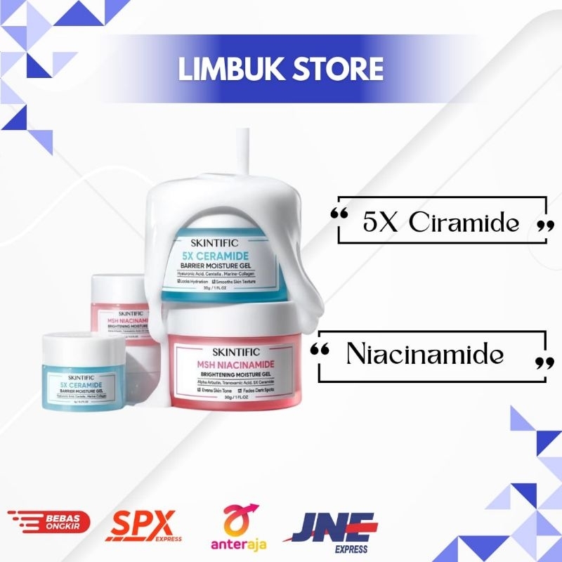 Limbuk Store SKINTIFIC MSH 煙酰胺亮白保濕啫喱 30g I 5X 神經酰胺屏障保濕啫喱 30g | 蝦皮購物
