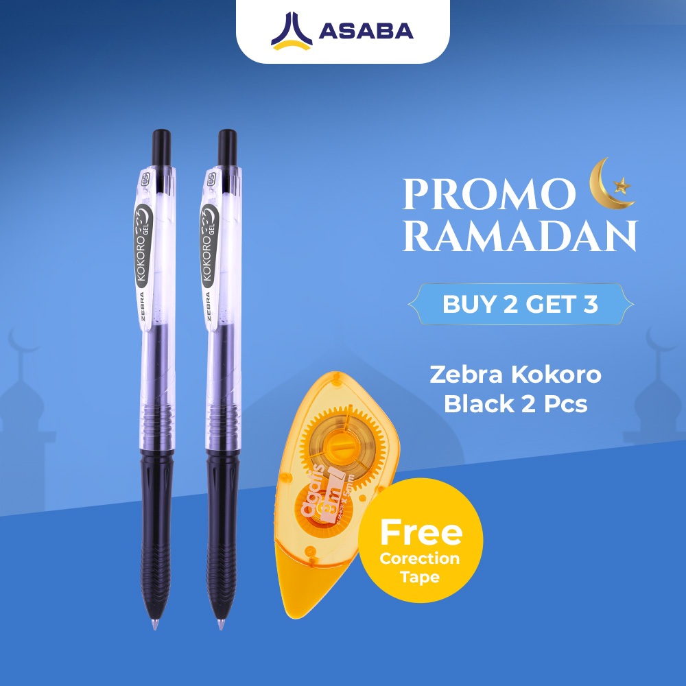 筆/筆/筆/bulpen Gel Zebra Kokoro 黑色 05 毫米書寫包裝 2 件免費修正膠帶/Type-x | 蝦皮購物