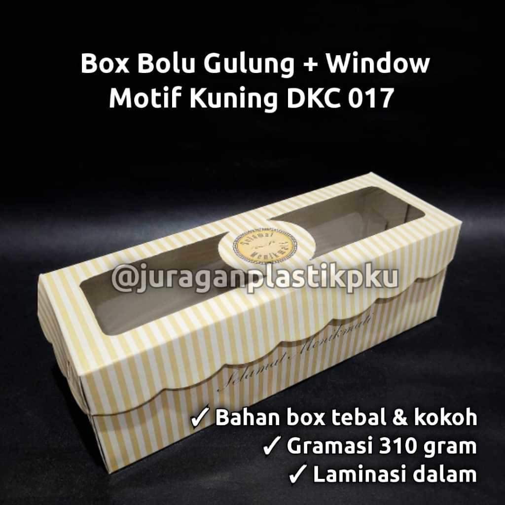 DKC 017 窗口黃色圖案捲筒盒 25x9x8,5 厘米結構蛋糕 Bogul 包裝盒 25x9 窗口層壓 | 蝦皮購物