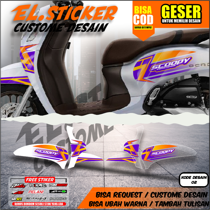 HONDA SCOOPY FACELIFT MOTORCYCLE STICKER 極簡主義透明條紋獨特設計免費要求顏色書 | 蝦皮購物
