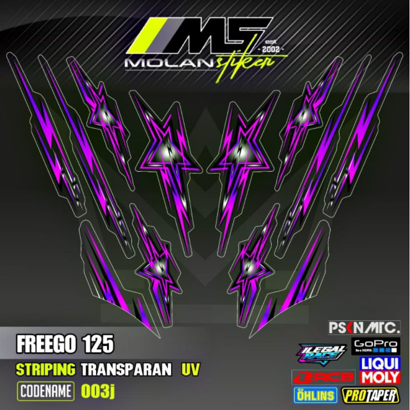 山葉 Ungu 貼花貼紙條紋透明變化 Uv Freego Star Freego Old Freego Old Free | 蝦皮購物