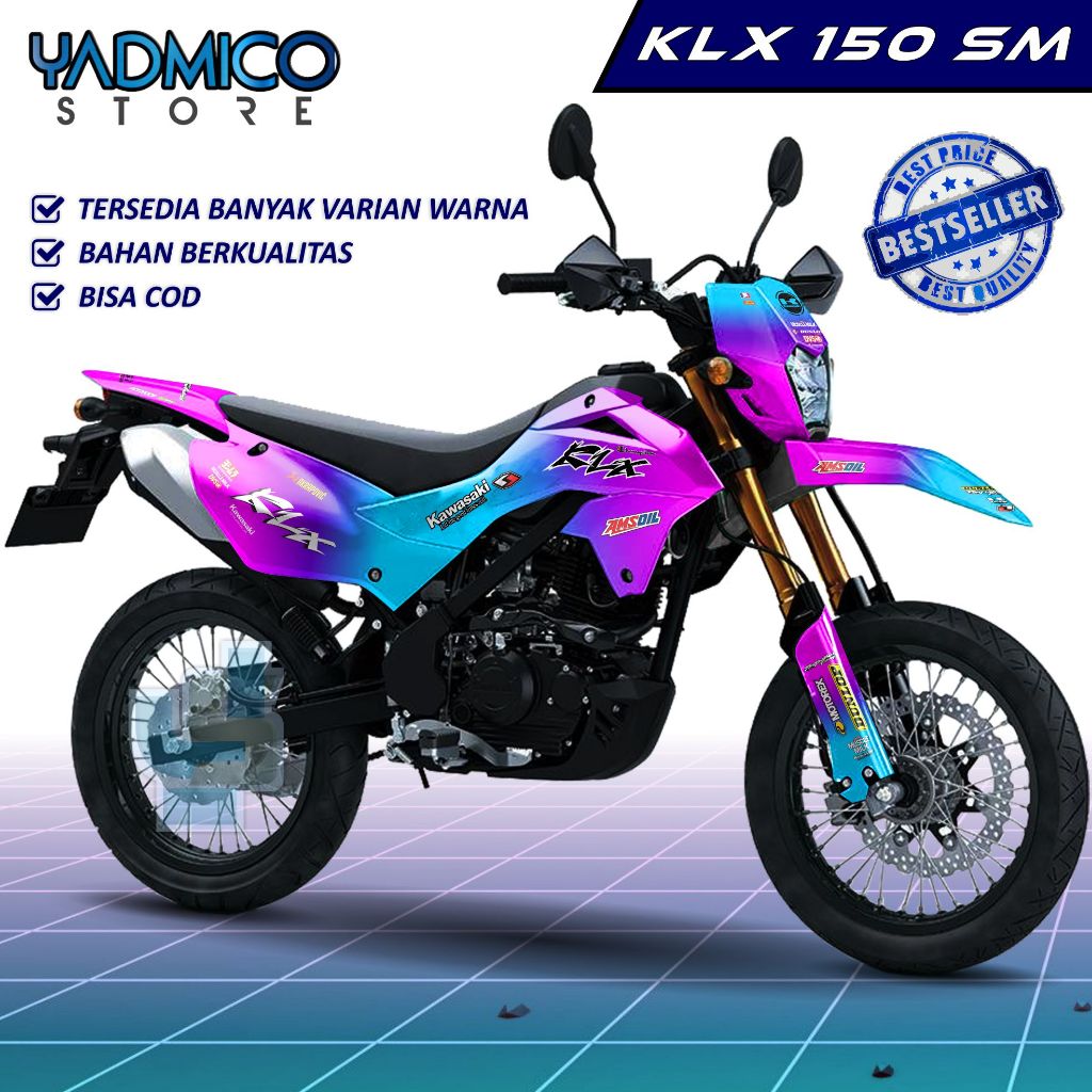 Klx 150 SM 全身貼花 KLX SM 全身摩托車貼紙 Supermoto 貼花條紋 KLX SM 150 變色龍 | 蝦皮購物