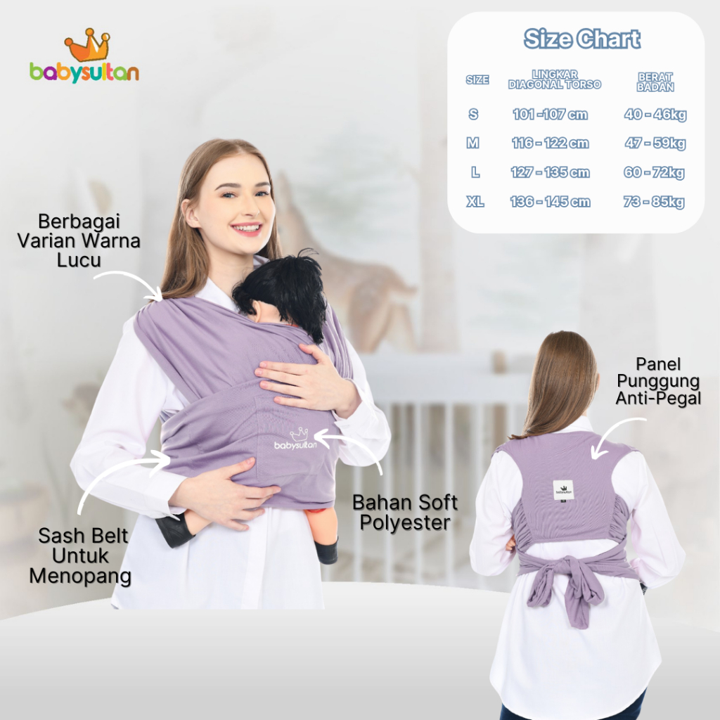 Baby Sultan Baby Wrap 快速正面嬰兒背帶 M 形 3 合 1 高級帶腰帶 | 蝦皮購物