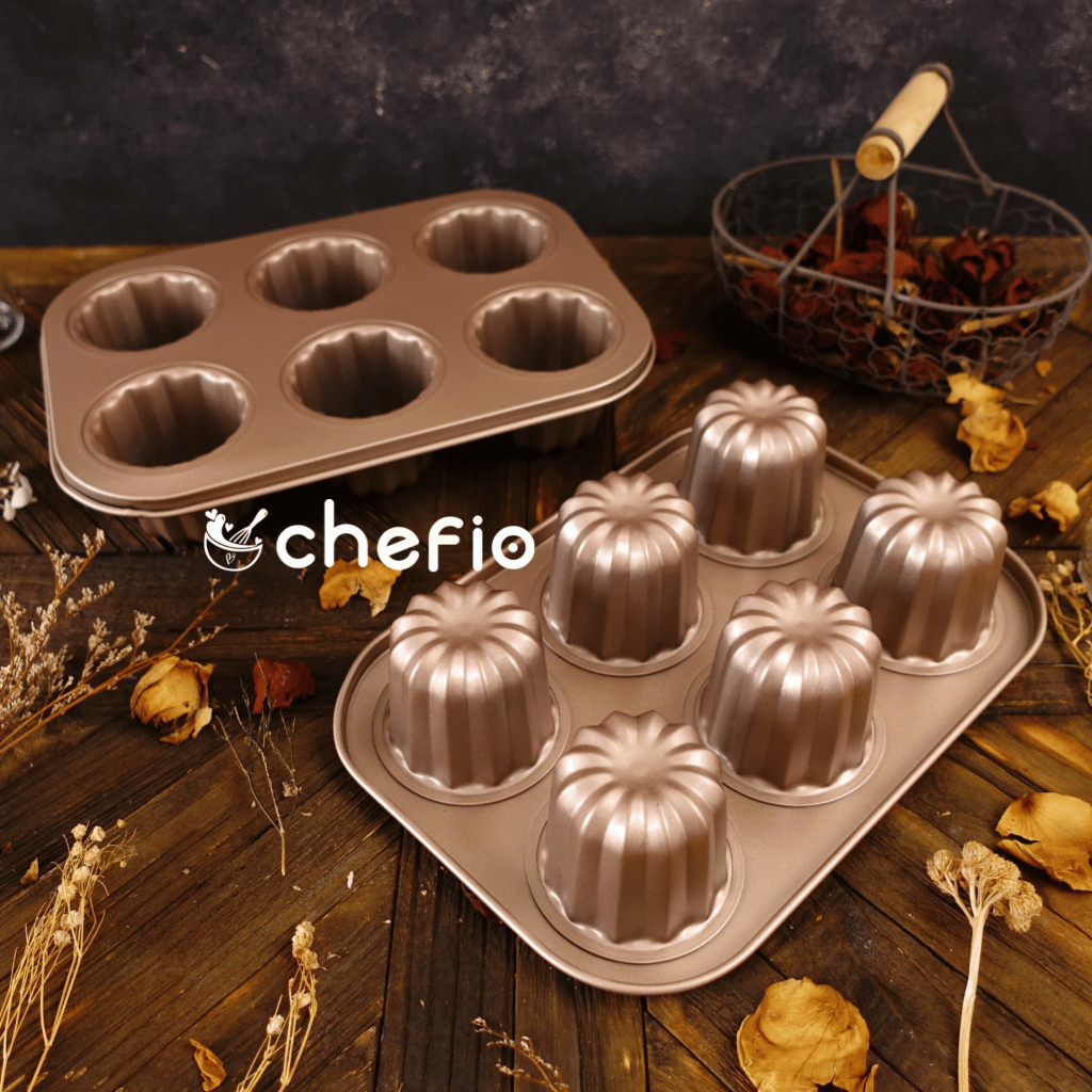 Canele Pan 6 杯玫瑰金蛋糕 Cannelle 烤盤 | 蝦皮購物