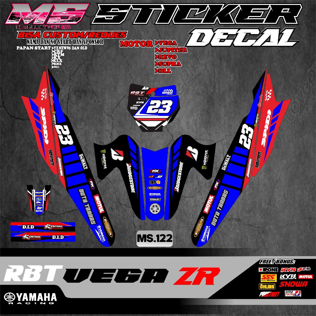 貼紙貼花 RBT MOTOR VEGA ZR 全身馬達 SUPERMOTO RBT 最病毒最酷 MS V122 RBT | 蝦皮購物